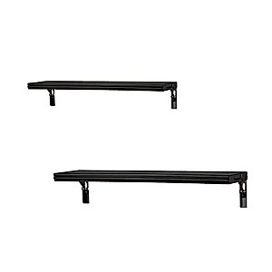 evron Floating Shelves Wall Mounted Set, Water Proof Wall Shelves for Living Room, Dining Room, Bedroom, Kitchen, Office and Greenhouse (Black Set of 2)