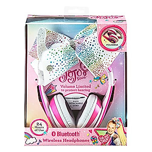 JoJo Siwa Kids Bluetooth Headphones for Wireless Rechargeable Foldable Bluetooth Headphones with Microphone Kid Friendly Sound and Bonus Detachable Cord
