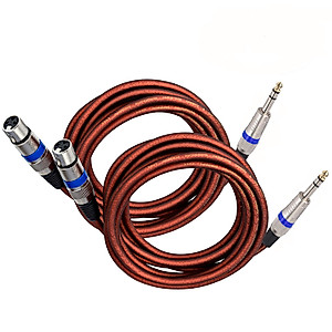 Yuyaokk 2Pcs 50 Feet Female XLR to 1/4 Inch TRS (6.35mm) Microphone Cables, XLR to Quarter inch Patch Cable, Unbalanced XLR Female to TRS Male Mic Cord Stereo Interconnect Cable