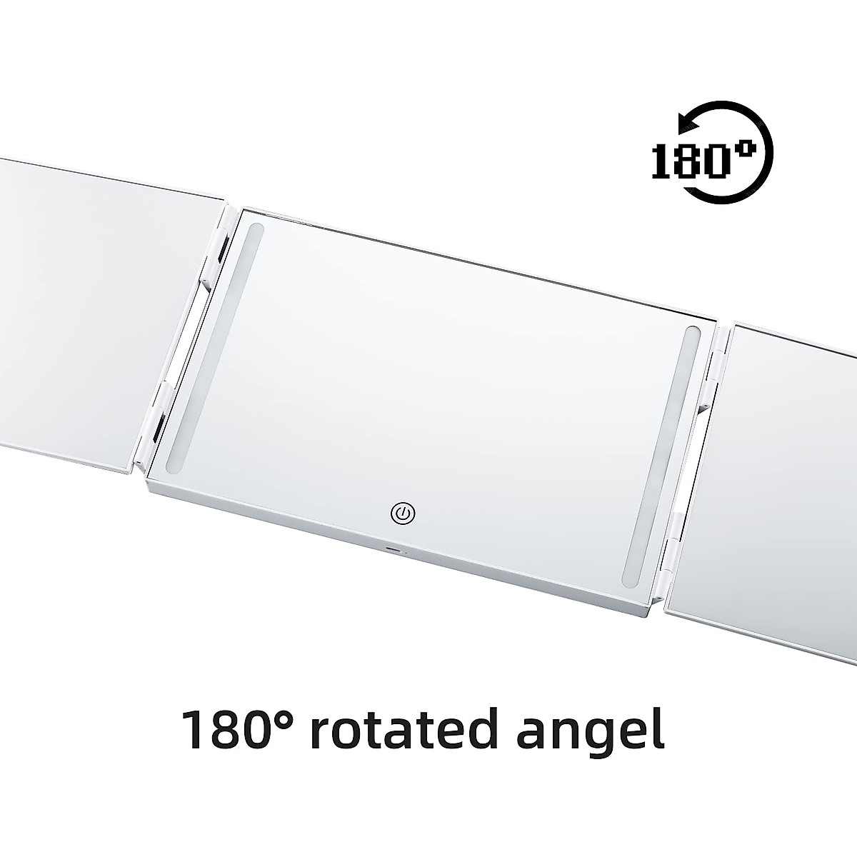 Essbhach 3 Way Mirror for Hair Cutting, 360 Barber Mirror for Women, Barber Supplies Shower 28 LED Mirror, Height Adjustable Hooks, White with LED