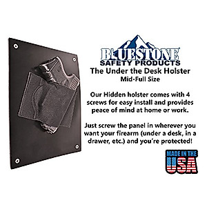 Bluestone Safety Under The Desk Holster| Bedside Holster| Wall Mounted Tactical Gun Holster| Under The Desk Pistol Gun Holder| Fits Nearly Any Handgun
