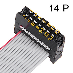 uxcell IDC 14 Pins Connector Flat Ribbon Cable Female Connector Length 30cm 2mm Pitch,5pcs