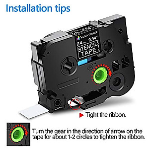 KCMYTONER Compatible for Brother P-Touch STE151 Electro-Chemical Etching Label Tape 24mm 0.94" Mobile Solutions Stencil Tape 3M (9.8 Ft) for PTP700 P710BT P750W PTD600 D800W, Black on Clear-200 Pack
