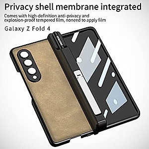 BRAND SET Z Fold 4 Case, Galaxy Z Fold 4 Case with Capacitive Pen & Stand, Luxury Plain Leather Anti Peeking and Scratch Protective Film Case for Samsung Galaxy Z Fold 4(Green)