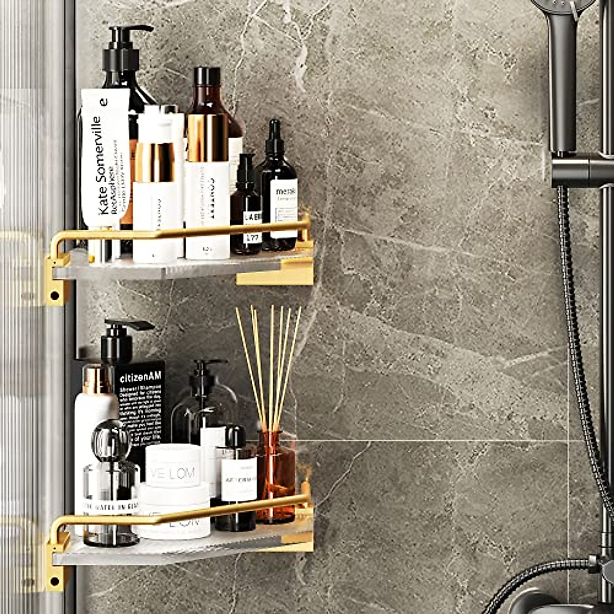 Corner Shower Caddy,Corner Shower Shelf, Shower Basket Wall Mounted,Shower Holder Organizer for Shampoo, Acrylic material, Beautiful and Generous Storage Shelf Shower Rack for Kitchen & Bathroom