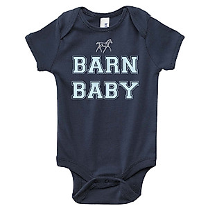 Equestrian Creations Baby Boy Barn Baby Horse Bodysuit, Navy Blue (3-6 Months)