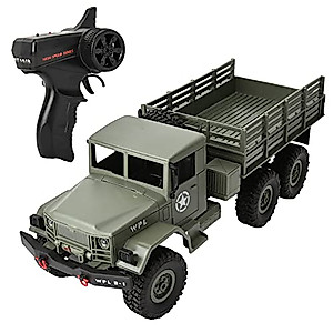 VGEBY RC Military Truck, 2.4Ghz 6WD Off Road Remote Control Car Toy Anti Interference RC Army Cars Ideal Kids Adults (OD Green)