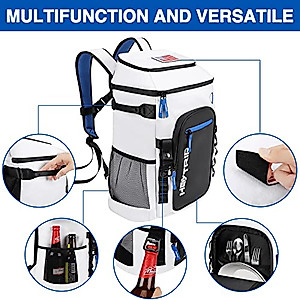 Heytrip Cooler Backpack 54 Cans Insulated Cooler Bag with Sternum Strap, Keep Freeze for 20 Hours, Waterproof & Leak-Proof Cooler with Multi-Compartments(White)