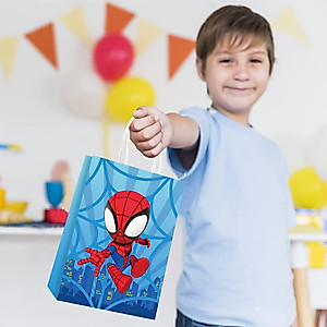 Spidey Party Supplies, 12Pcs Party Favor Gift Goodie Bags for Spidey and His Amazing Friends Birthday Decorations