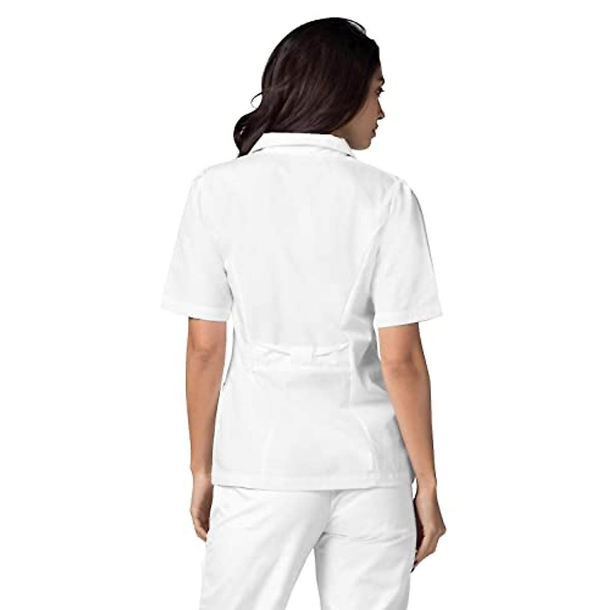 Adar Universal Scrubs for Women - Lapel Collar Scrub Top - 605 - White - S