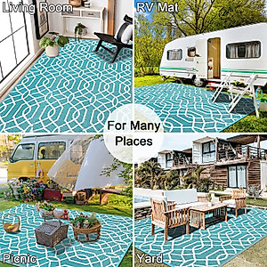 HEBE Outdoor Rug 6'x9' for Patios Waterproof Clearance Reversible Patio Mat Plastic Straw Rug RV Camping Mat Outside Area Rug Carpet for Camping RV,Porch,Deck,Balcony,Camper,Backyard