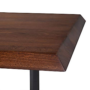 SIMPLIHOME Watkins SOLID MANGO WOOD 72 inch x 36 inch Rectangle Industrial Contemporary Dining Table with Inverted Metal Base in Dark Brown, for the Dining Room and Kitchen, Industrial Contemporary