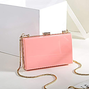 L-COOL Cute Acrylic Shoulder Bag Crossbody Bag Evening Clutch Purse Handbag With 2 Gold Chain For Women (Pink)