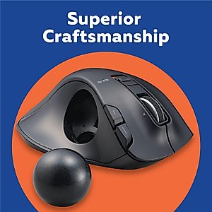 ELECOM EX-G Left Handed Trackball Mouse, 2.4 GHz USB Wireless, Ergonomic, Thumb Control, Tracking Roller Ball, 6 Programmable Buttons, Tilt Scroll