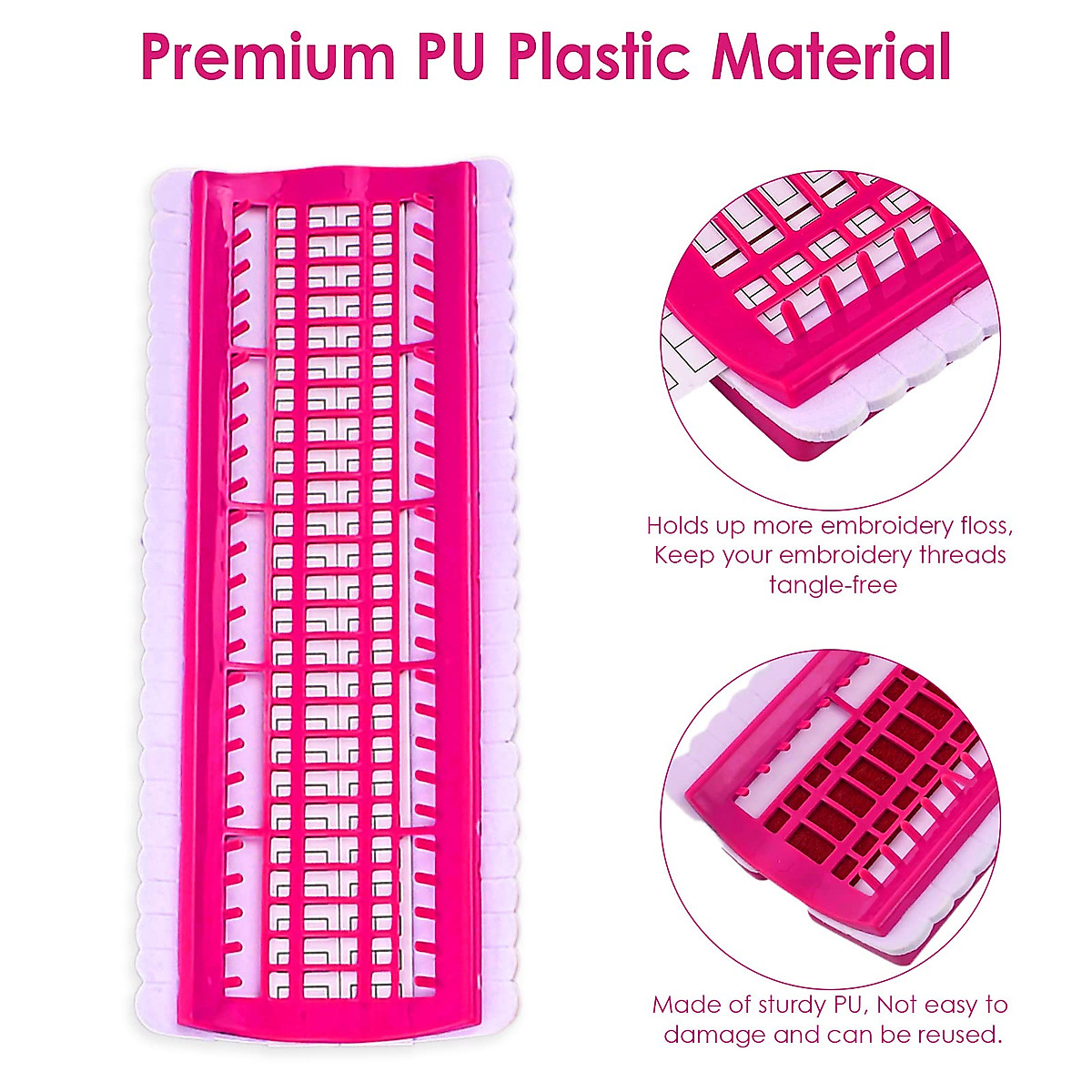 Yunnyp 50 Positions Embroidery Floss Organizer Shelf,Thread Organizers for Cross Stitch Embroidery Kit Tools Sewing Needle Holder Kit with 4Pcs Blank Replaceable Project Cards