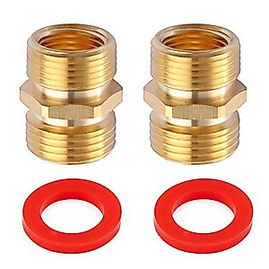 LitOrange (2 Pack Lead-Free Brass Garden Hose to Pipe NPT Fitting Connect, Green Thumb Quick Swivel Connector Adapter,Double Male Thread Size GHT 3/4" x 3/4 NPT Male Inch or 1/2" NPT Female