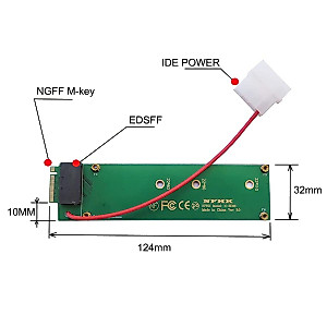 cablecc Ruler 1U GEN-Z EDSFF Short SSD E1.S to NVMe NGFF M-Key 4X Host Carrier Adapter with Power