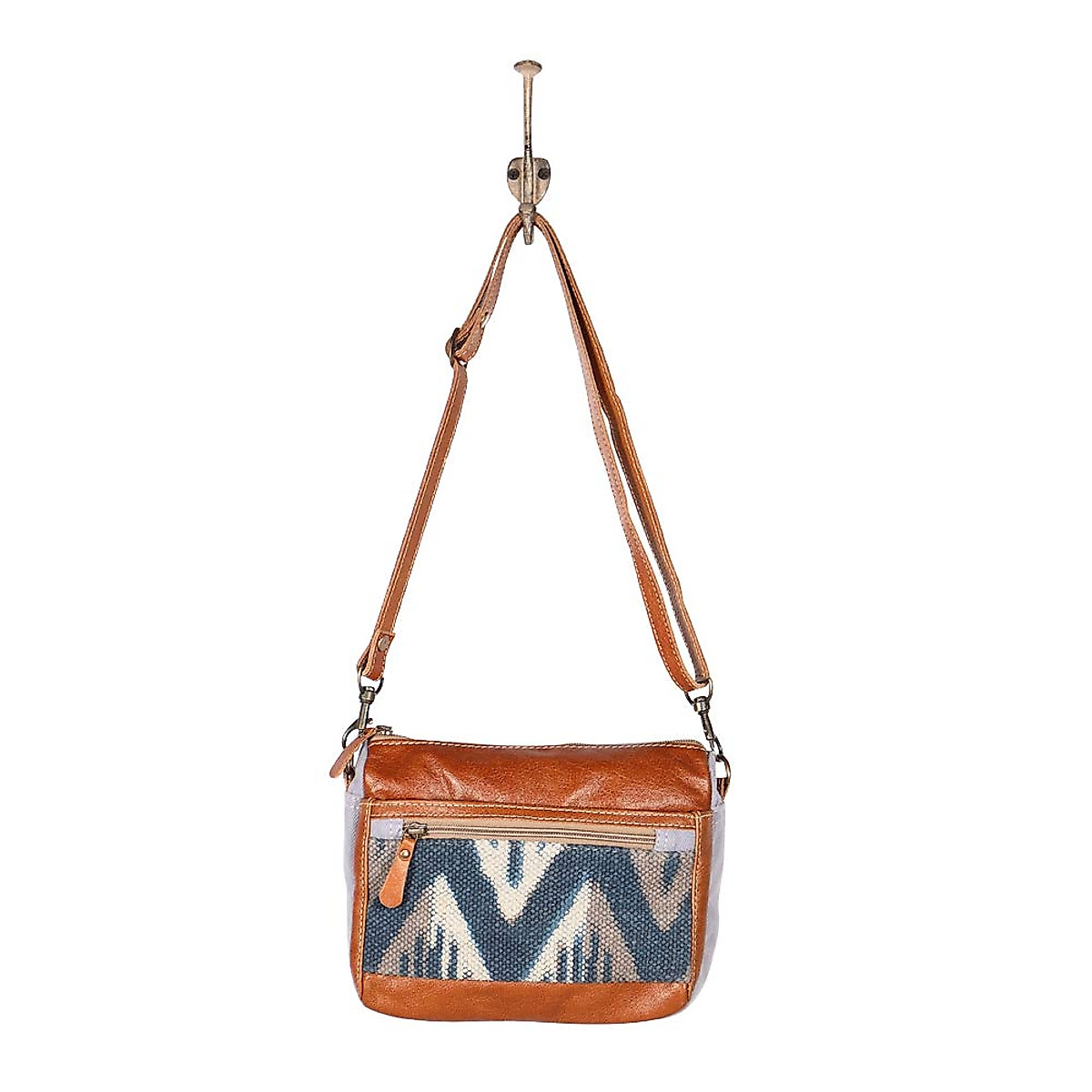 Myra Bags Indigo Charm Canvas, leather & Rug Crossbody Bag S-1919