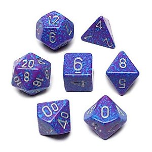 Chessex CHX25347 Dice-Speckled Silver Tetra Set