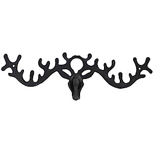 30GO Rustic Antler Key Hooks with Screws, Heavy Duty Coat Hooks for Wall, Decorative Towel Hooks, Large Cast Iron Hooks for Home Decor, Bathroom, Entryway