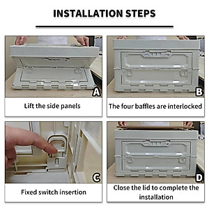SHCBTRC Folding Storage Box with Wooden Cover,Outdoor Storage Box,Plastic Storage Bins,Multi Function Box for Camping,Snacks,Bottles,College Dorm Room Essentials,Office,Outdoor,Indoor