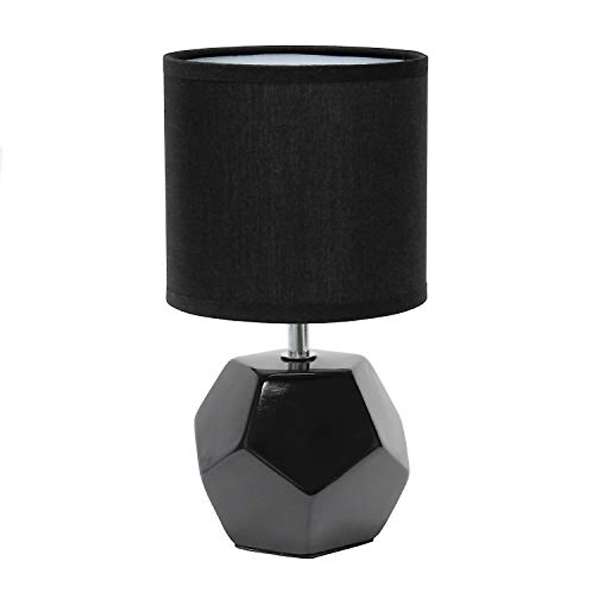 Simple Designs LT2065-BLK Round Prism Mini Table Lamp with Matching Fabric Shade, Black