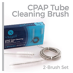 CPAP Tube Cleaning Brush by Snugell - Tube and CPAP Mask Cleaning Brush - Standard 22mm Tubing Diameter - Clean Exterior and Interior of Tubing and Mask - Flexible Brush (84 in) - Handy Brush (7 in)