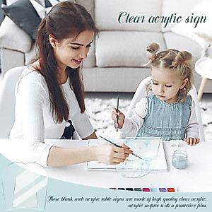 Bercoor 5 Pack 5x7 Inch Blank Clear Arch Acrylic Sign with Wooden Stands, Arched Round Top Acrylic Sheet, DIY Acrylic Arch Table Numbers for DIY Name Card Gifts Event Party Sign Decoration