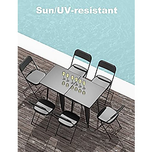 Nazhura Foldable Folding Chairs Plastic Outdoor/Indoor 650LB Weight Limit (Black, 8 Pack)
