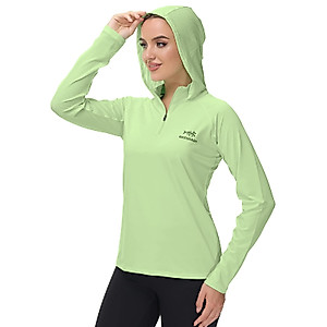 BASSDASH Women’s UPF 50+ Performance Hoodie Long Sleeve UV Fishing Hiking Shirt Apple Green