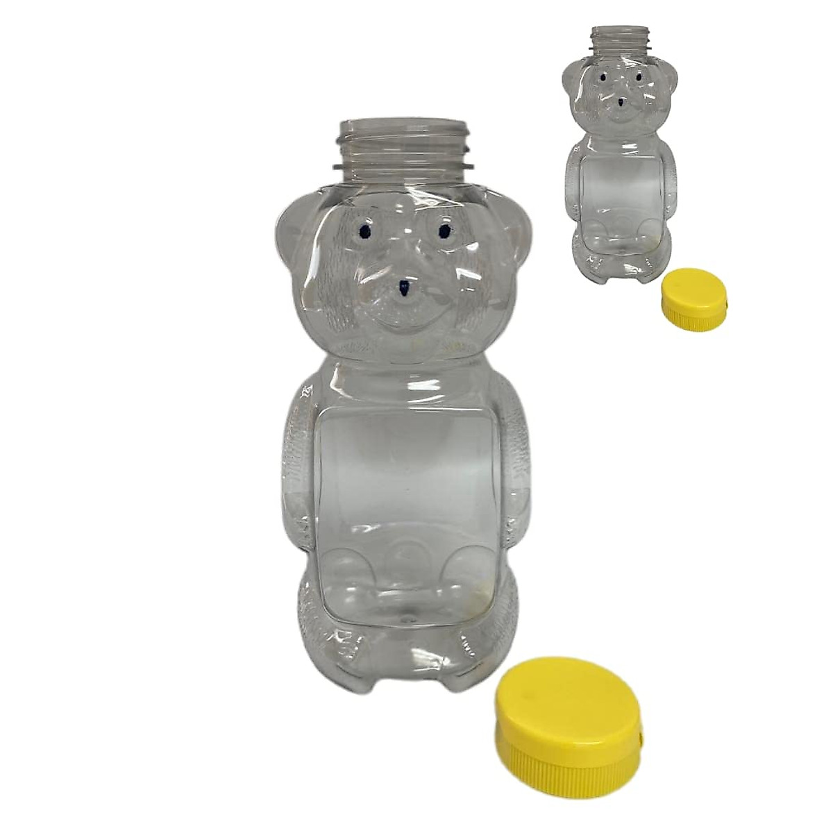 Natural Farms Pack of 3-16 oz Plastic Bear Honey Bottle Jars - Honey Squeeze Bottle Empty for Storing and Dispensing Honey