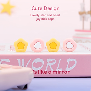 GeekShare Cute Silicone Joycon Thumb Grip Caps, Joystick Cover Compatible with Nintendo Switch/OLED/Switch Lite,4PCS - Cream Heart