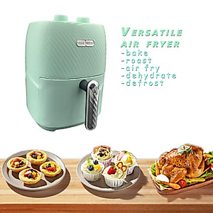 MORE TASTE Mini Air Fryer 2.7QT/3L Small Size Compact for 1-2 People Vortex Air Fry, Broil, Bake, Roasts, Reheats, Dehydrates for Quick Easy Meals, 1500W (Small, Green)