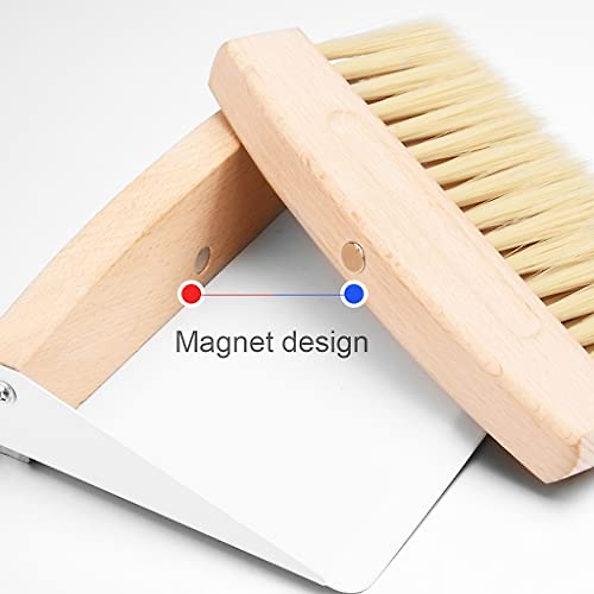 LYSLDH Magnetic Table Brush Desktop Dustpan Set for Crumbs Kitchen Broom Cleaning Tool Save Space Durable Natural Wood Practical