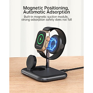 Charger Stand for Apple Watch, 2 in 1 Foldable Wireless Charging Station for Apple Watch Ultra/Ultra2/10/9/8/7/6/5/3/2/1/SE/SE2