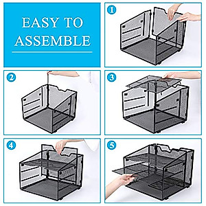ProAid Desk Organizer and Accessories, Letter Tray Paper Organizer, Mesh Office Organizer for Office, Home and Classroom, Black