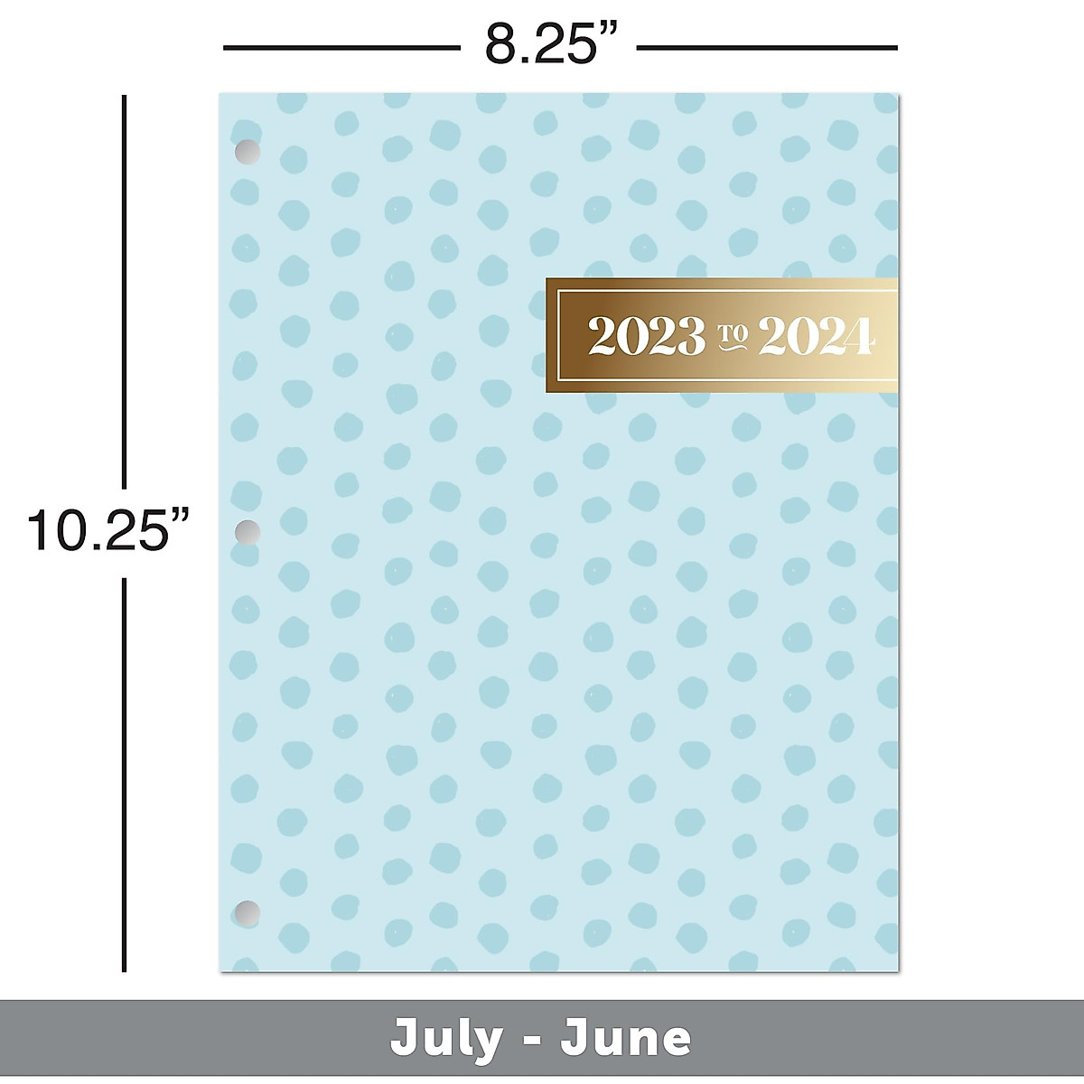 2023-2024 Office Depot® Brand Fashion Monthly Academic Planner, 8-1/4" x 10-3/4", Leaves Blue, July 2023 to June 2024, NS81022L