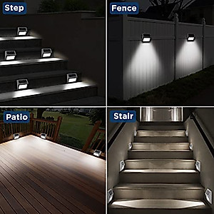 Solar Powered Step Lights,12 Pack Solar Deck Step Lights Outdoor, Stair Lights Waterproof for Driveway, Fence, Patio, Garden, Pathway, Cold White