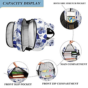 ALAZA Cherry Blossom Chinese Watercolor Flowers Laptop Backpack Purse for Women Men Travel Bag Casual Daypack with Compartment & Multiple Pockets