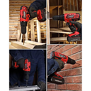 PowerSmart Cordless Drill Driver, 20V Drill Driver Brushes, 300 in-lb Torque Impact Drill Driver, 3/8'' Chuck, Power Drill Driver Built-in LED, 1.5Ah Lithium-Ion Battery & Charger Included