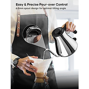 Gooseneck Electric Kettle, Offacy Gooseneck Kettle with 100% Food Grade 304 Stainless Steel, Pour Over Kettle & Coffee Kettle, Tea Kettle 1200 Watt Quick Heating, 0.9L, Stainless Steel