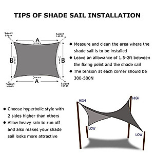 Shade&Beyond Sun Canopy Shade Sail 12'x16' Rectangle UV Block for Patio Deck Yard and Outdoor Activities Sand