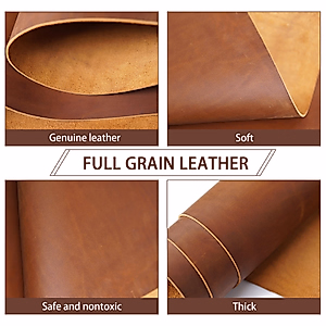 Bourbon Brown Tooling Leather Sheets 2.0mm Thick Finished Full Grain Cow Hide Leather Crafts Tooling Sewing Hobby Workshop Crafting Leather Square