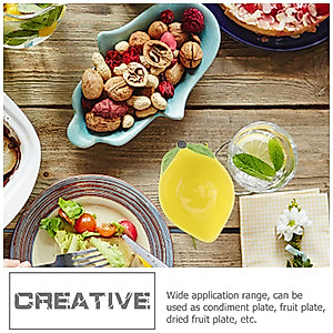 SHERCHPRY 3Pcs Lemon Shaped Bowl Ceramic Dessert Dishes Snacks Fruit Salad Platter Candy Nut Dishes Bowl for Home Kitchen (Yellow)