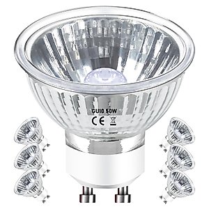 Jaenmsa 50W GU10 Halogen Bulbs for Candle Warmer Lamp, 6Pcs MR16 GU10+c 120v 50w Halogen Light Bulbs 2 Pin Warm White 2800K, Dimmable 50 Watt GU10 Bulbs for Wax Warmer Bulbs,Track Lighting Bulbs