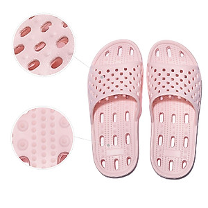 WOTTE Shower Sandals Women Quick Drying Bath Slippers Non Slip Dorm Shoes Size 9 Pink