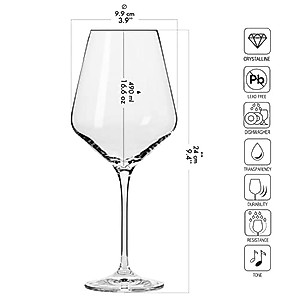 Krosno Red Wine Glasses | Set of 6 | 16.6 oz | Avant-Garde Collection | Crystal Glass | Perfect for Home, Restaurants and Parties | Dishwasher Safe