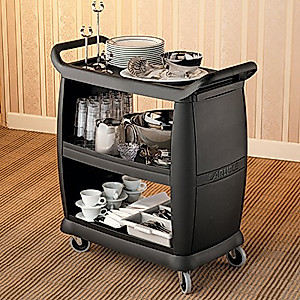 Carlisle FoodService Products Plastic Bussing Cart, 300 lb Capacity, 36.25" x 18"x 38", Black, Small