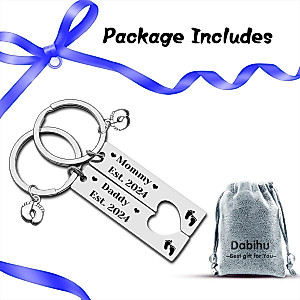 New Parent Gift Keychain Pregnancy Announcement Gifts Daddy and Mommy Est 2024 First Time Pregnancy Gifts for Mom Dad To Be Baby Shower Parents to be Gifts New Mom Jewelry First Time Dad Gift