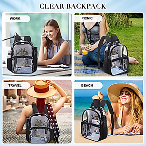 Mini Clear Backpack for Women,Transparent Bag Stadium Approved See Through Small for Work Travel Concert, Sports - Black